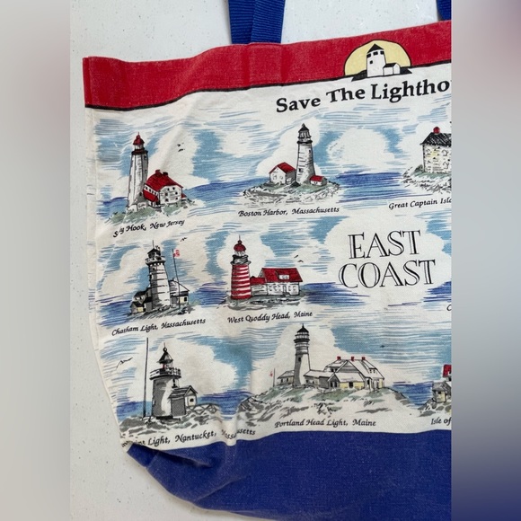 Bags | Vintage Save The Lighthouses Canvas Tote Bag East West Coasts ...
